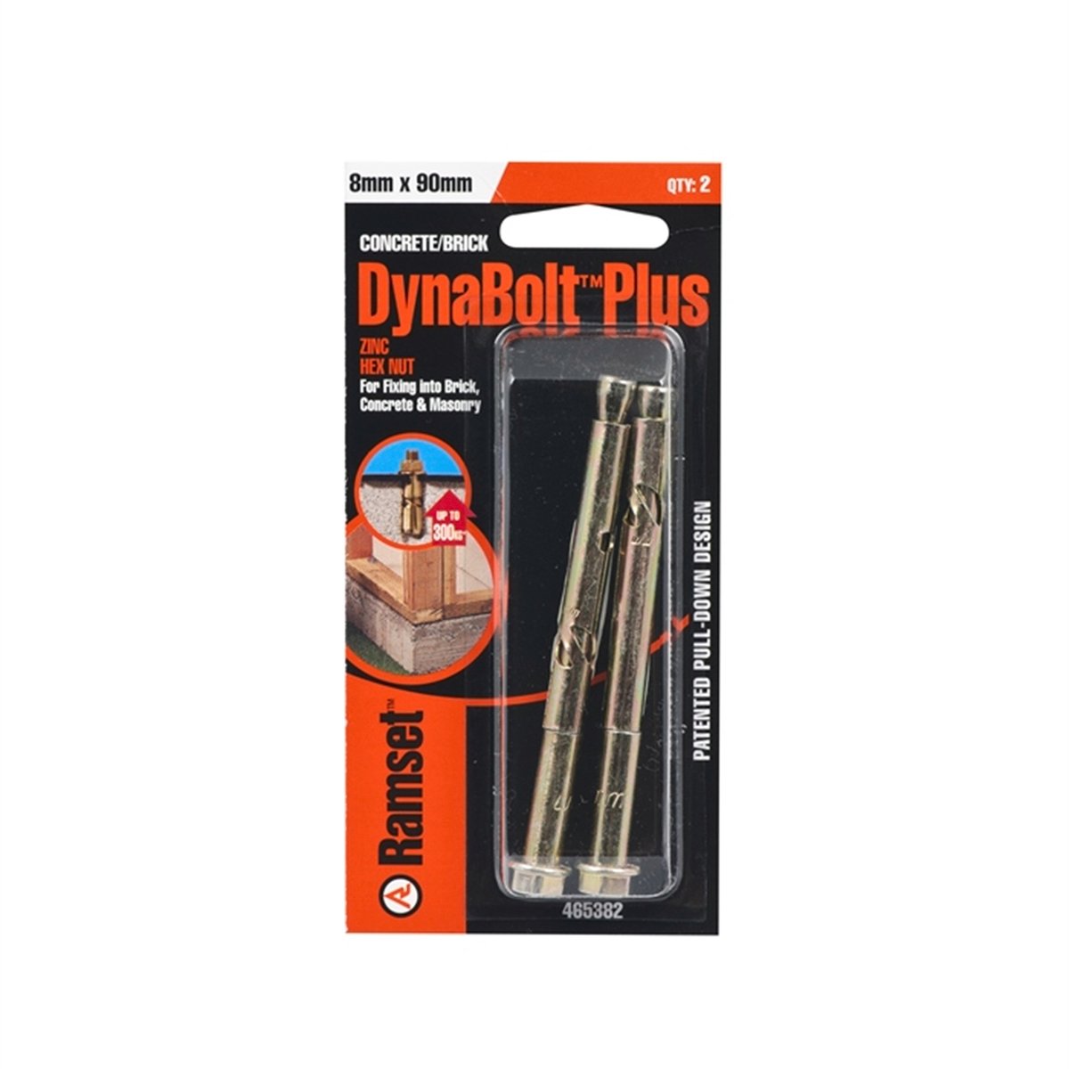 Ramset Dynabolt Hex M8 x 90mm Zinc Passivated 2pk - Bunnings New Zealand