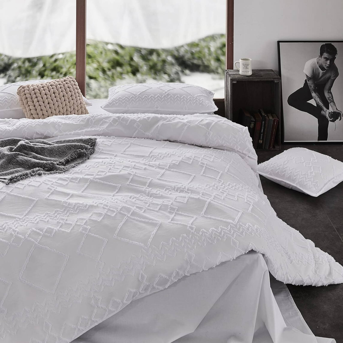 CleverPolly 100% Premium Brushed Microfibre Tufted (2Pcs) Quilt Cover ...