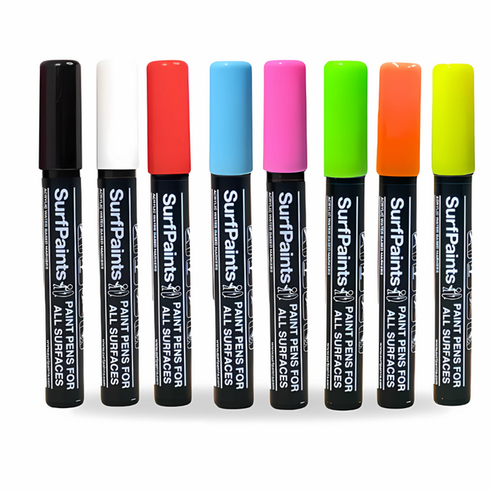 Surfpaints Fluro Acrylic Paint Pens - 4mm Durable Wide Nibs for All ...