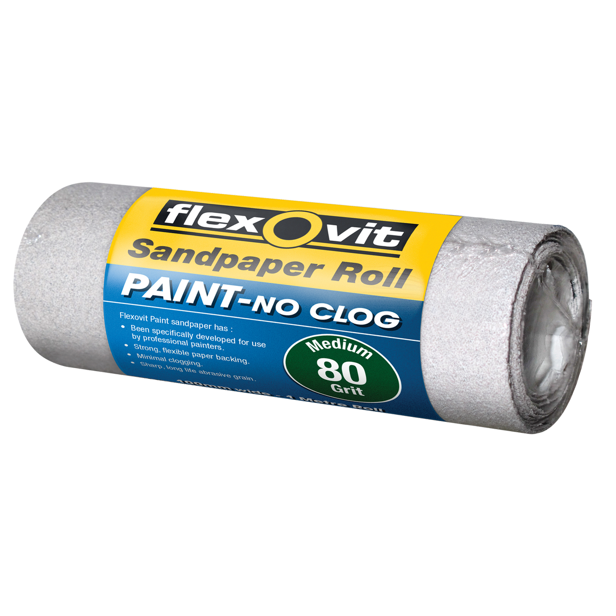 Flexovit 115mm x 1m 80 Grit No Clog Sandpaper Roll - Bunnings Australia