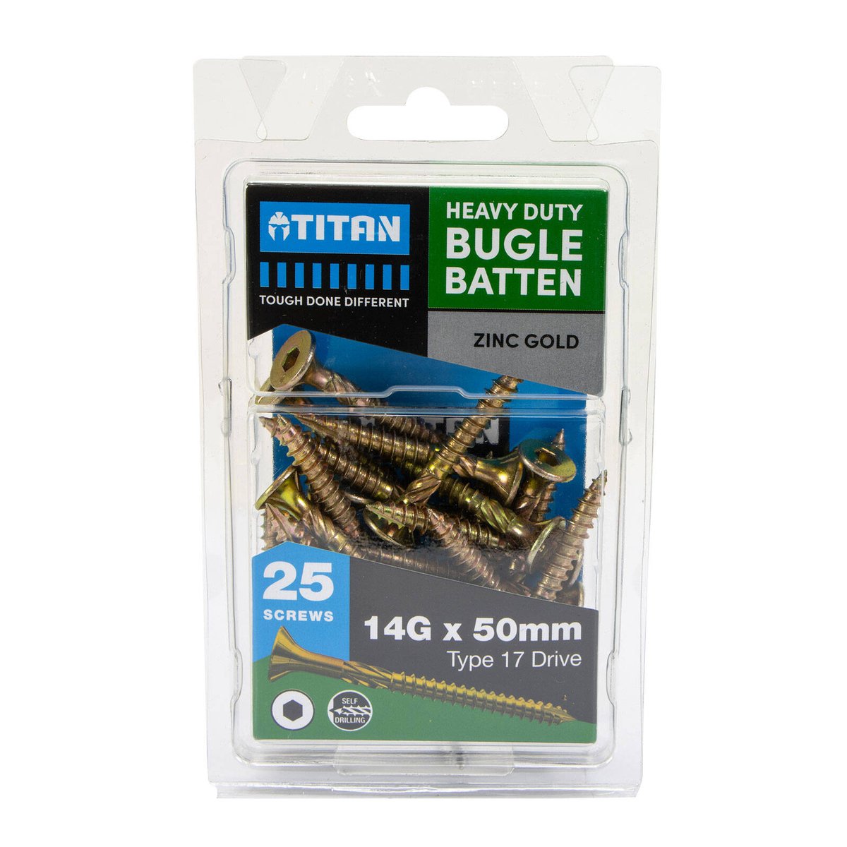 Titan 14g x 50mm Timber Zinc Gold Bugle Batten Screw - 25 Pack ...