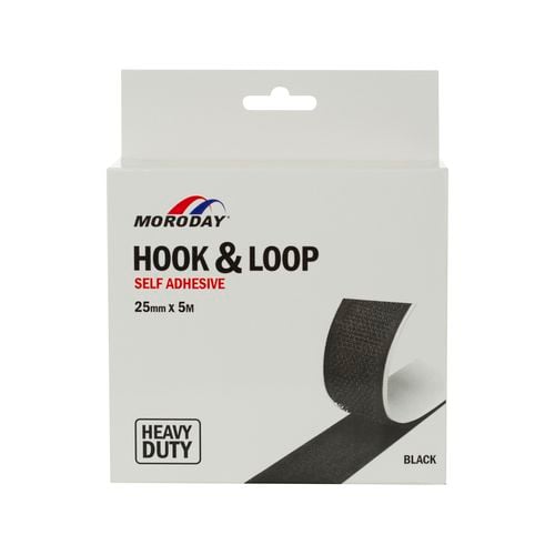 Moroday 25mm x 5m Black Hook And Loop Heavy Duty Self Adhesive - Bunnings Australia