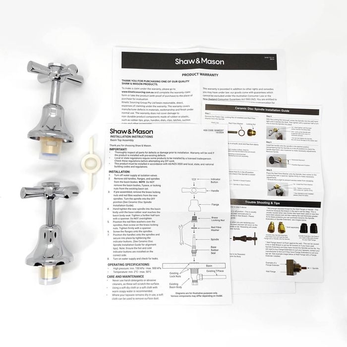 Shaw & Mason Chrome 1/2 Turn Easy Clean Basin Top Assembly - Pair ...