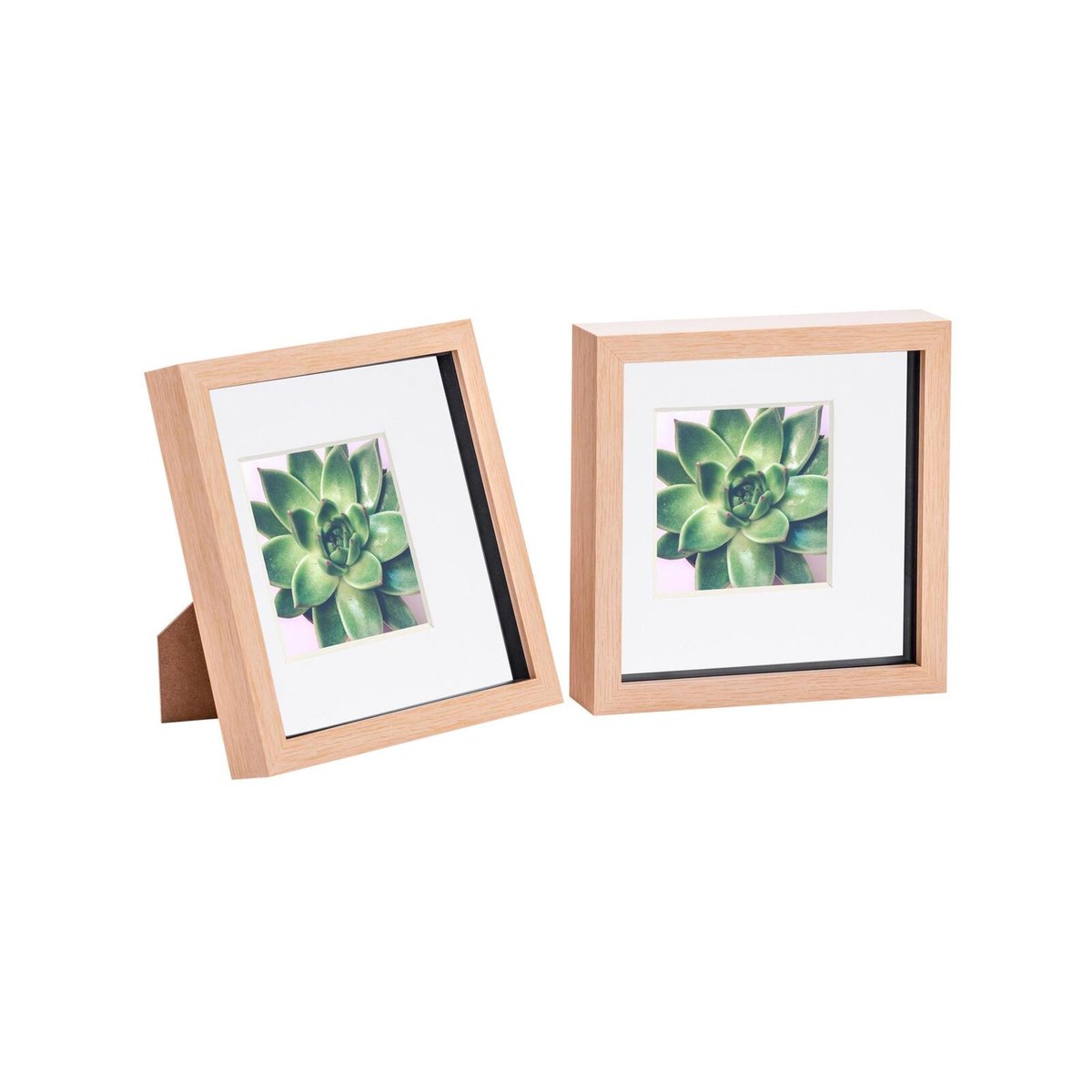 Nicola Spring Shadow Box Frames - 8 x 8" with 4 x 4" Mount - Light Wood ...
