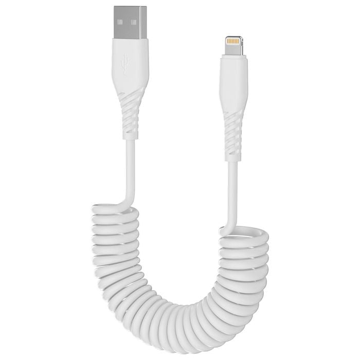 Click 1.2m USB-A to Lightning Coiled Cable - Bunnings Australia