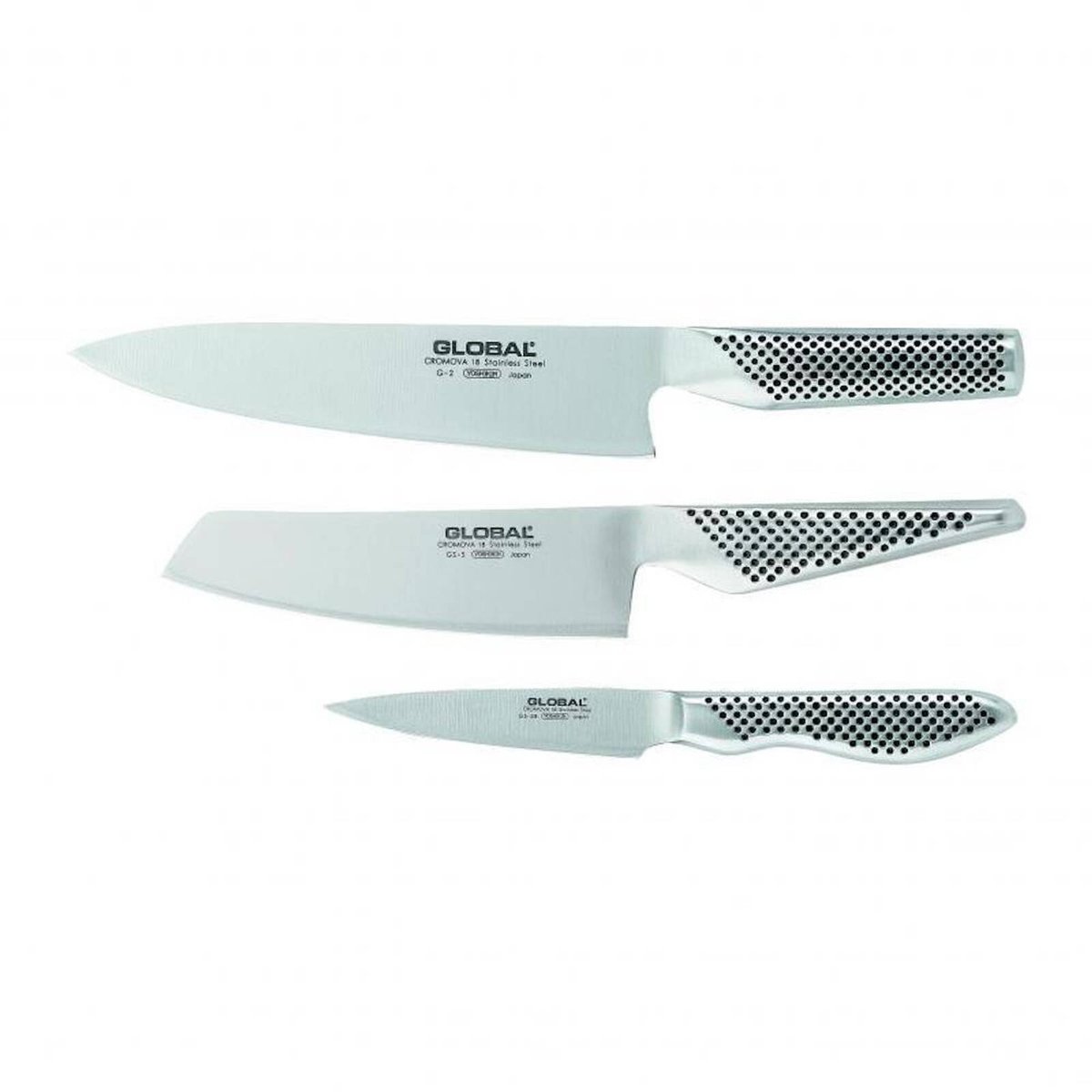 Global Cook 3pc Knife Set | 9cm Paring & 14cm Vegetable 20cm Cook Made ...