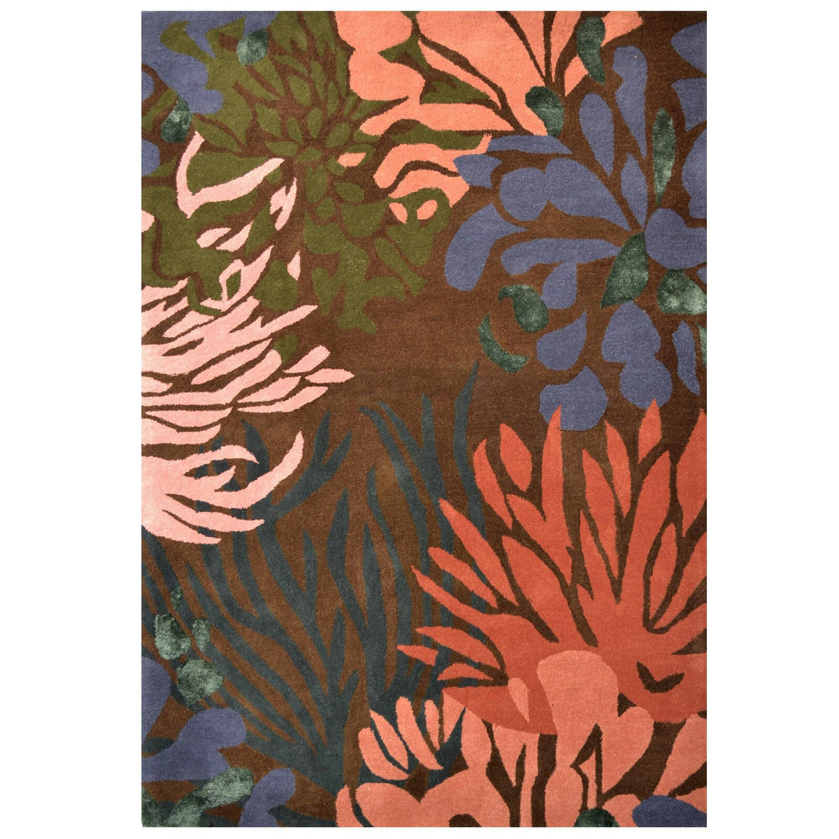 Floral Handmade Wool Rug-Botanical 6365-Brown Multi-110x160cm ...