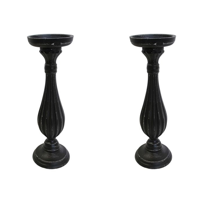2PK MDF Potts 33cm Pillar/Taper Stick Candle Holder - Black - Bunnings ...