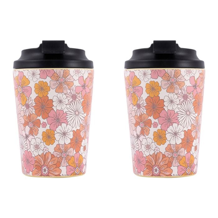 2PK Splosh Sip By Splosh Floral S/Steel Coffee Cup 380ml - Bunnings Australia