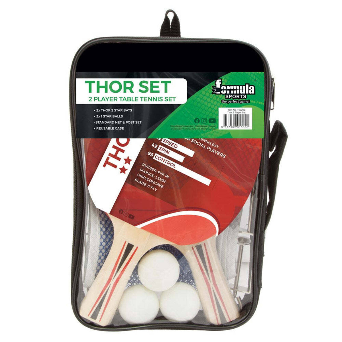 Formula Sports Thor Racket/Net/Post Table Tennis Game 2 Player Set ...