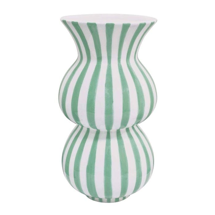 J.Elliot Home Arthur Stripe Vase 15x15x28cm Peppermint - Bunnings Australia