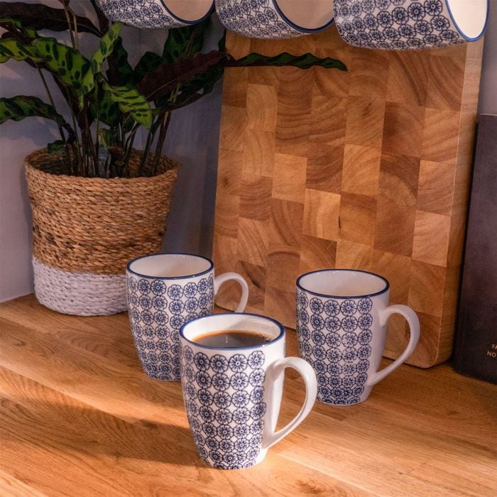 Nicola Spring Nicola Spring Hand-Printed Mugs - 330ml - Pack of 6 ...