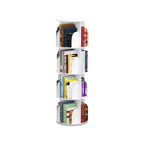 MIUZ 4-Tier Rotating Book Storage Shelf Bookcase Rotating Display Stand ...