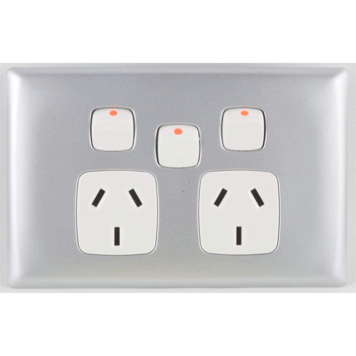 HPM LINEA Double Powerpoint With Extra Switch - Bunnings Australia