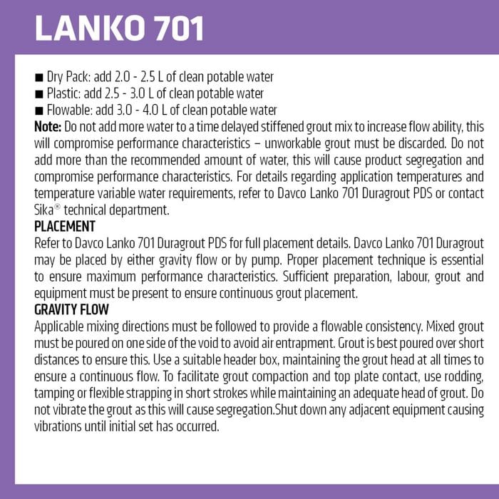 Lanko 20kg 701 Duragrout Structural Grouting - Bunnings Australia