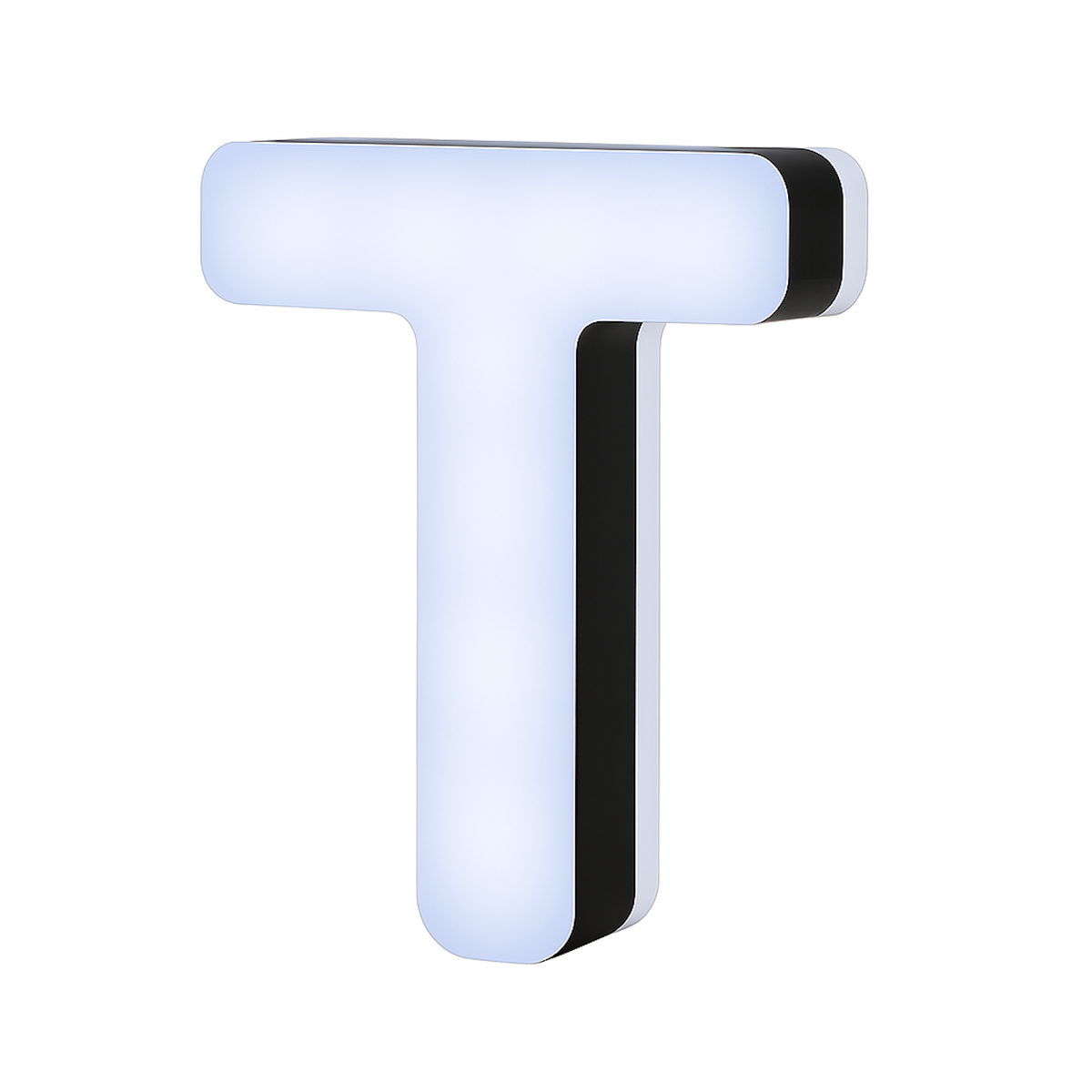 Lit Up 3D Led Letter T Illuminated Opal Acrylic 100mmHx92mmWx23mmD ...