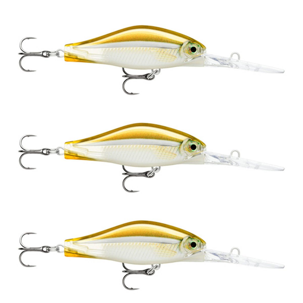 3x Rapala 5cm Shadow Rap Jack Deep Dive Crankbait Fish Lures -White ...
