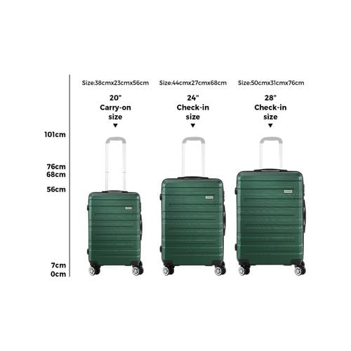 Mazam 3PCS Luggage Suitcase Set TSA Lock Green - Bunnings Australia