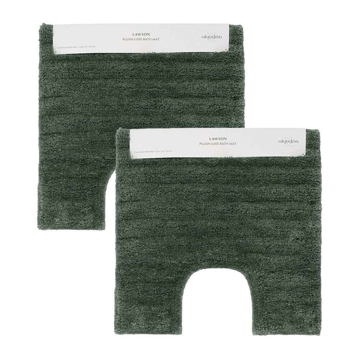 2PK Algodon Polyester Lawson Plush Contoured Bath Mat Thyme 50x50cm ...
