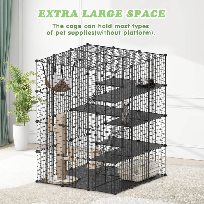 Advwin Cat Cage 4 Tier Large DIY Pet Crate Cat Villa Cat Enclosure ...