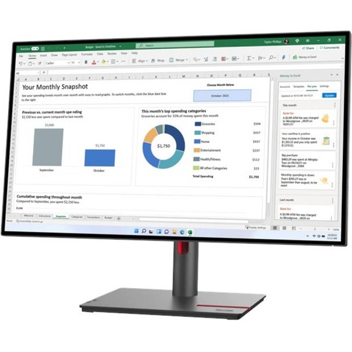 Lenovo ThinkVision P27h-30 27" WQHD LCD Monitor - Bunnings Australia
