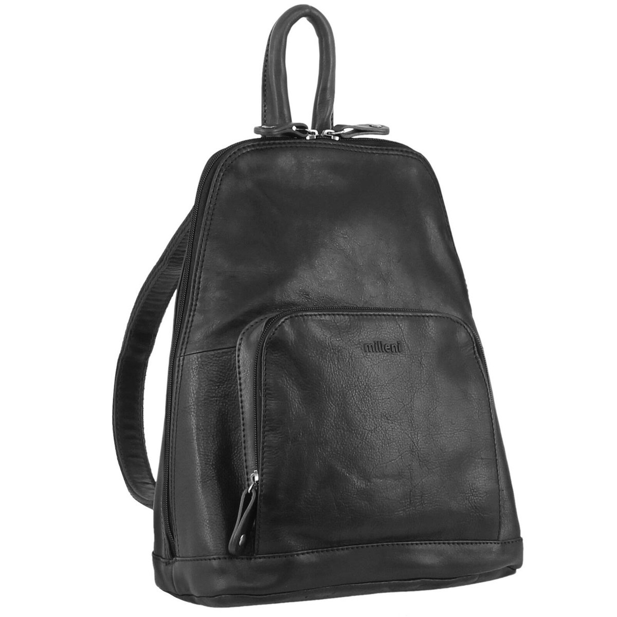 Genuine Italian Leather Soft Nappa Leather Backpack Travel Black ...