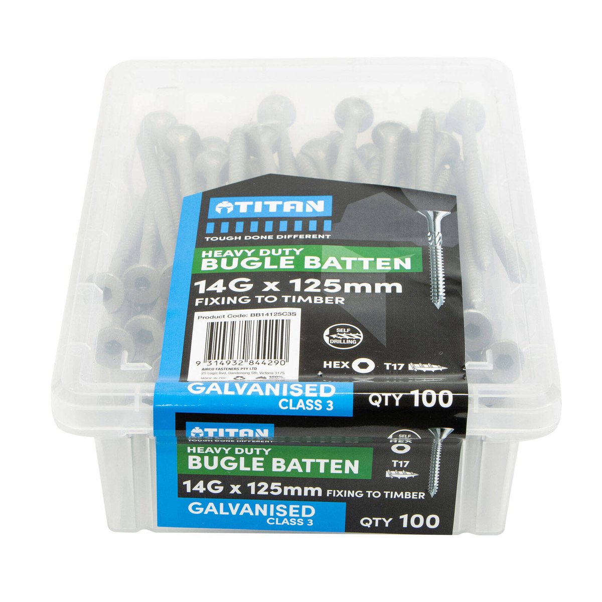 Titan 14G x 125mm CL3 Gal Bugle Batten Screw - 100 Pack - Bunnings ...