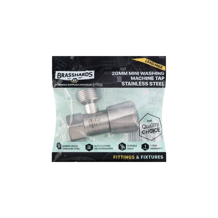 Brasshards Mini Washing Machine Tap 20mm Stainless Steel - Bunnings ...