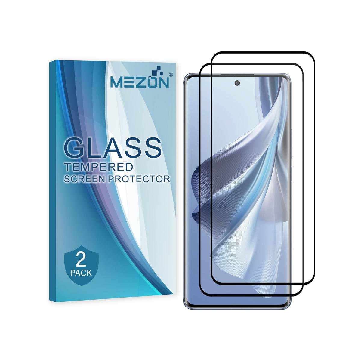 2 Pack MEZON OPPO Reno10 5G Full Cover Tempered Glass Screen Protectors ...