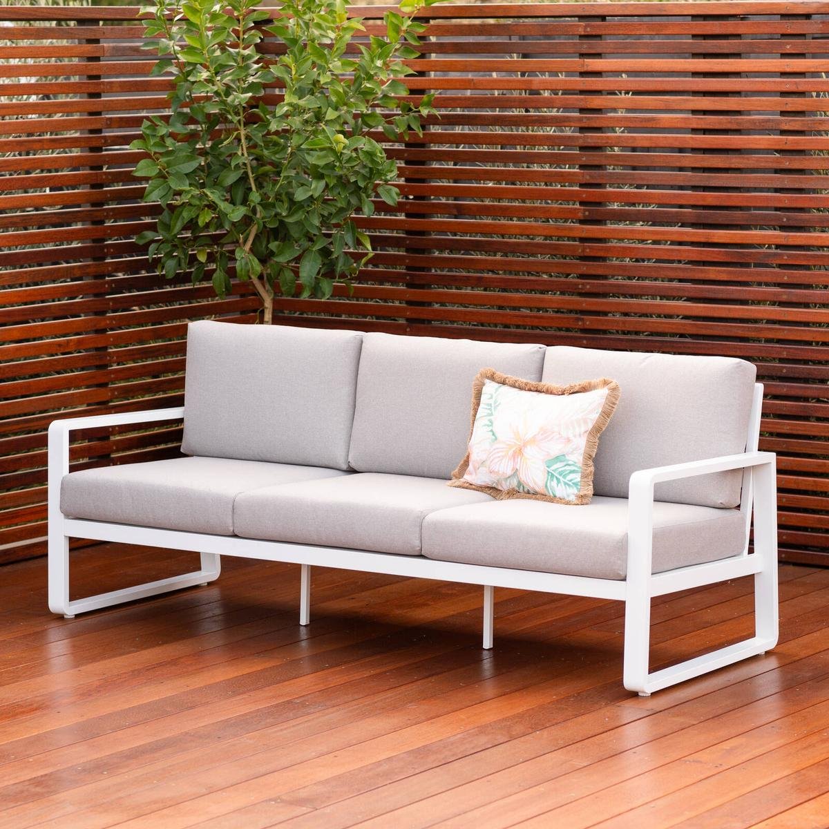 Mimosa Cordoba 3 Seater Aluminium Lounge White - Bunnings Australia