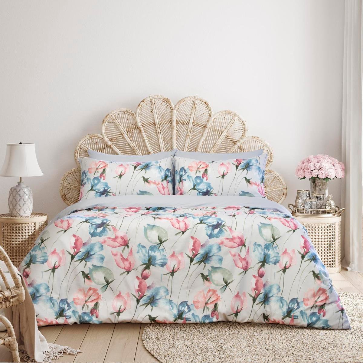 Ardor Boudoir Queen Spring Johanna Printed Floral Quilt Cover Set ...