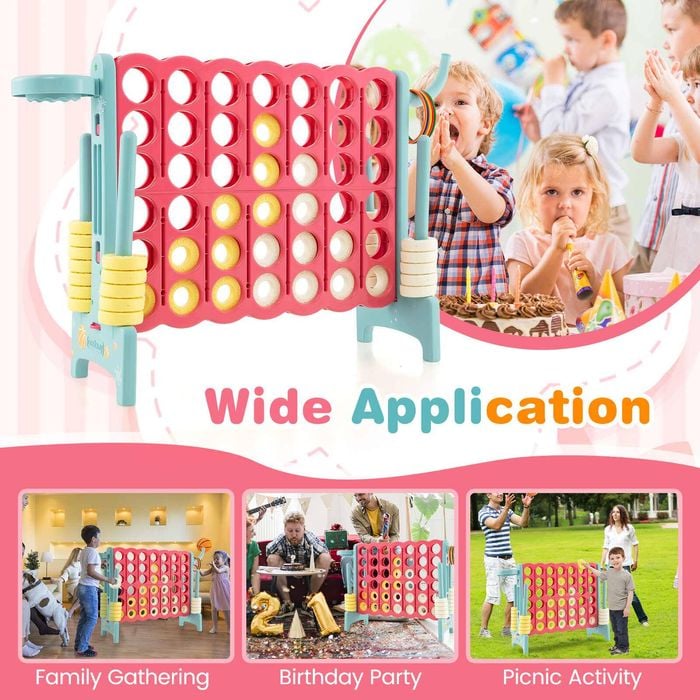 Costway Giant 4 In A Row Connect four Board Game Set w/Basketball Hoop ...
