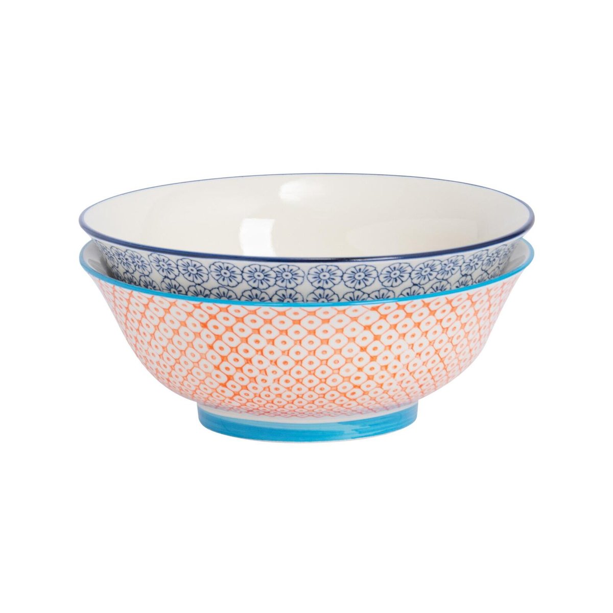 Nicola Spring Patterned Salad & Fruit Ceramic Serving Bowls, 20cm - Set ...