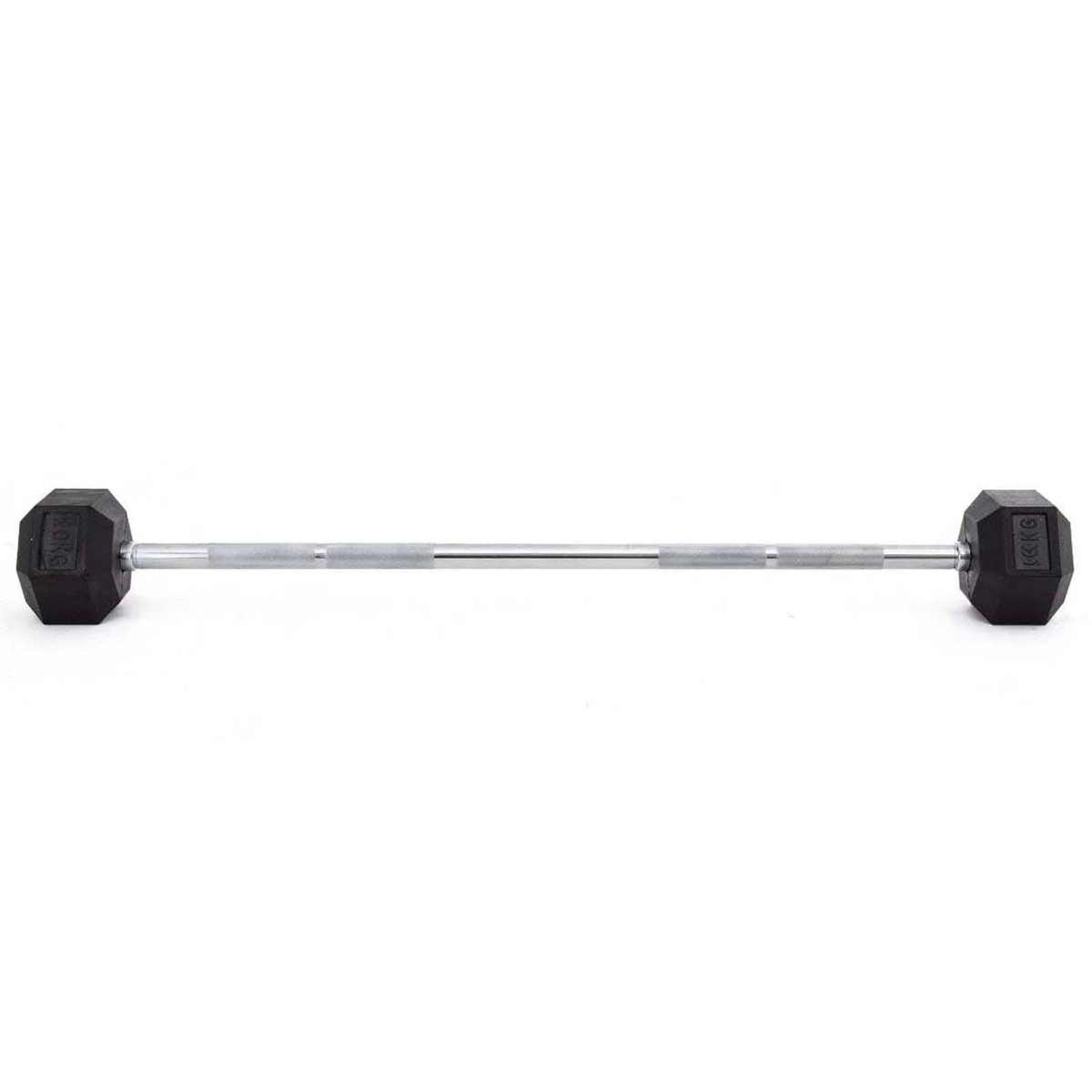SMAI Fixed Barbell Pump Bar 10kg - Rubber Hex - Silver - Bunnings Australia