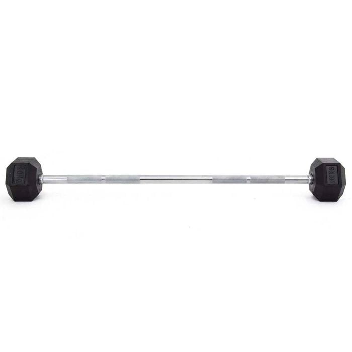 SMAI Fixed Barbell Pump Bar 10kg - Rubber Hex - Silver - Bunnings Australia