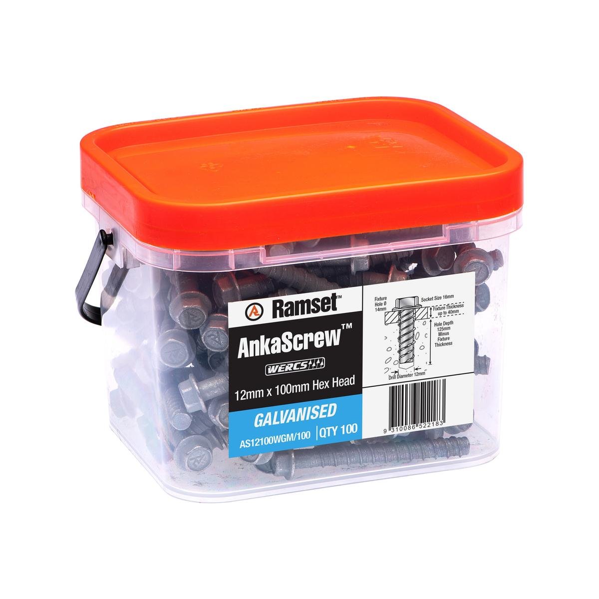 Ramset 12 x 100mm Galvanised Ankascrew - 100 Pack - Bunnings Australia