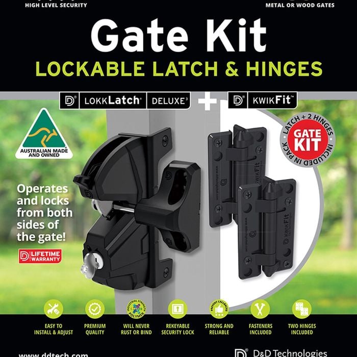 D&D Technologies LokkLatch DELUXE Gate Latch and KwikFit Gate Hinges ...