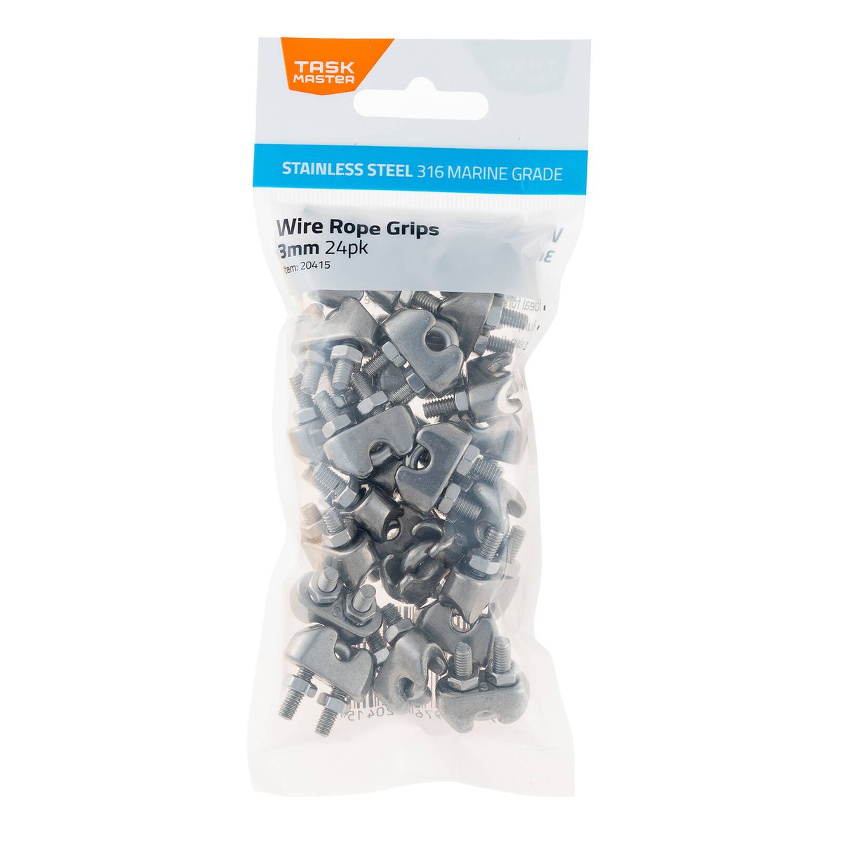 Taskmaster 3mm 316 Stainless Steel Wire Rope Grips - 24 Pack - Bunnings ...