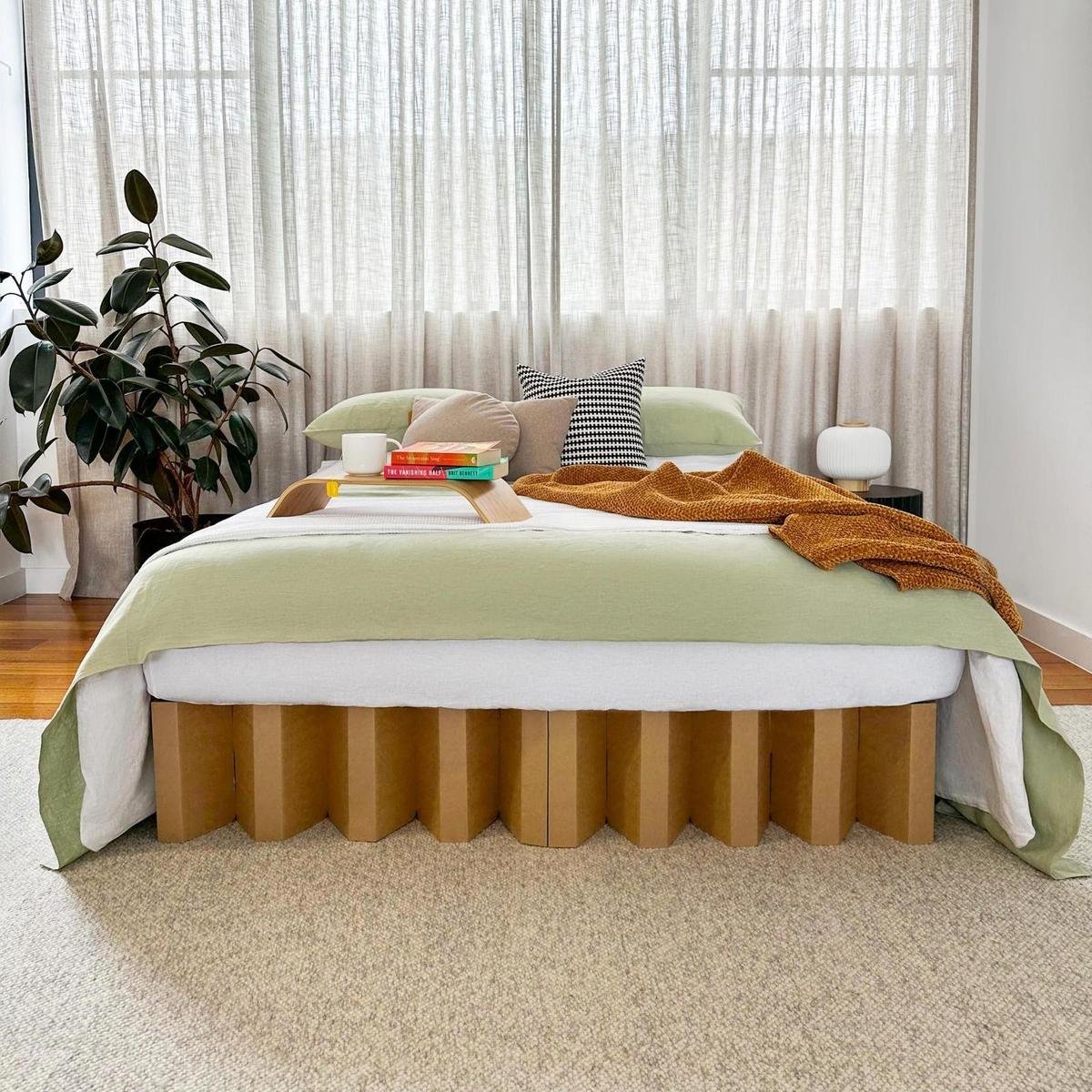 Yona Fold Out Cardboard Bed Base Frame Natural Super King Bunnings