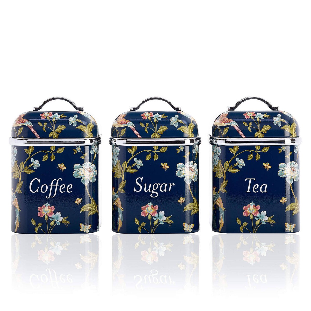 Laura Ashley Elveden Canister Set of 3 Navy Blue - Bunnings Australia