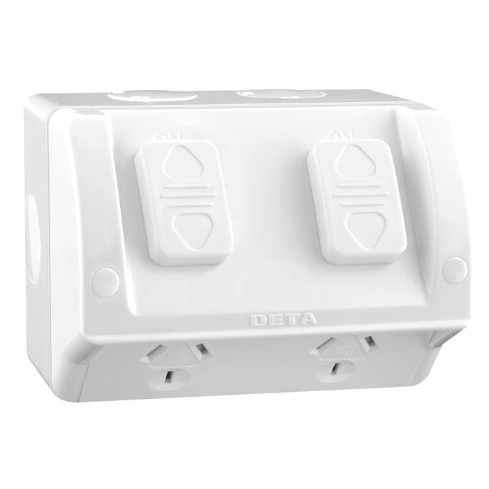 DETA Rhodium Plated Outdoor Outlet Double Powerpoint - Bunnings New Zealand