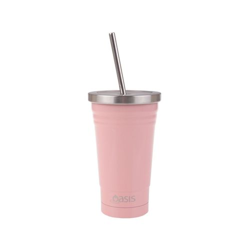 Oasis 500ml Stainless Steel Smoothie Tumbler with Straw Soft Pink - Bunnings Australia