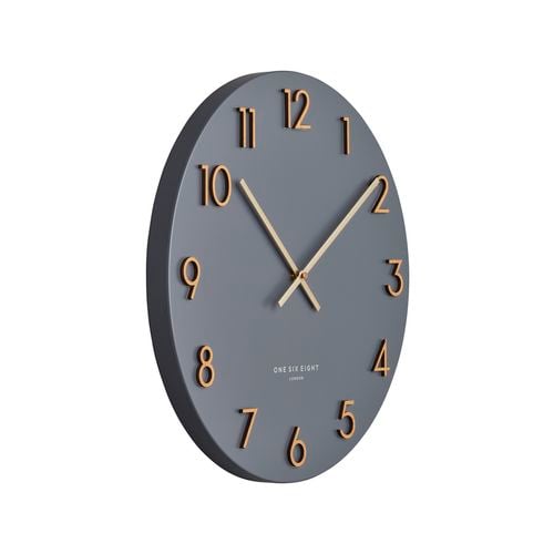 One Six Eight London KATELYN Charcoal Grey 40cm Metal Wall Clock ...