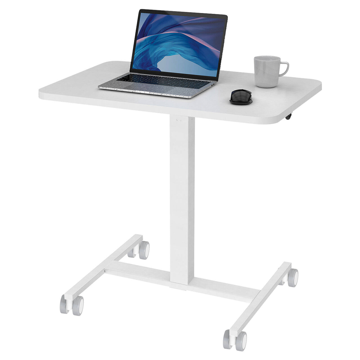 Altus Height Adjustable Mobile Desk with Wheels Portable Office and ...
