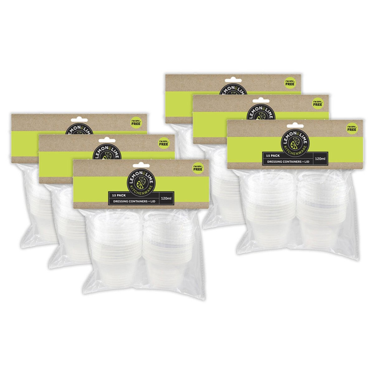 6x 30pc Lemon & Lime 120ml Dressing Containers w/ Lid - Clear ...