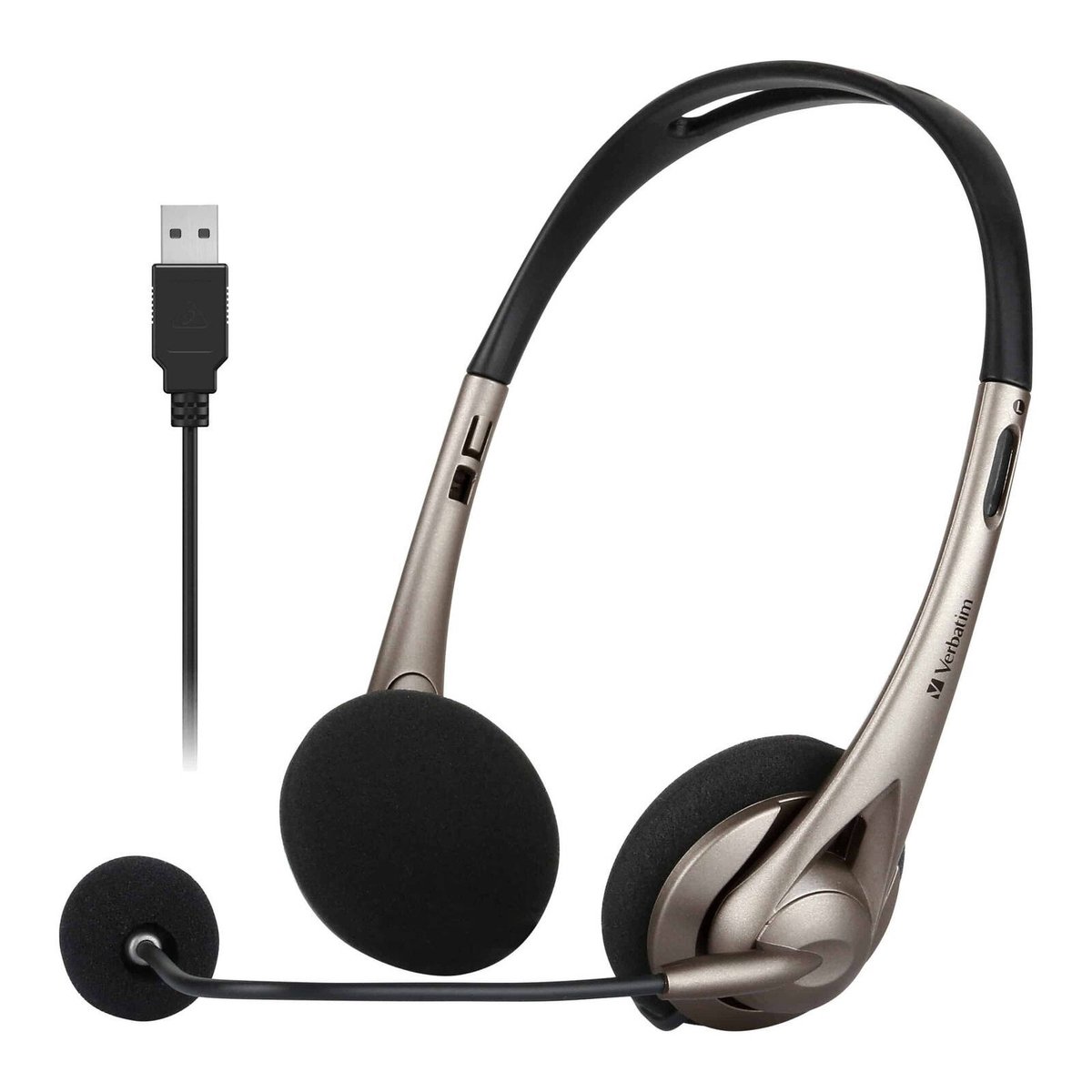 Verbatim Multimedia Headset with Boom Mic Headphone, Volume Control ...