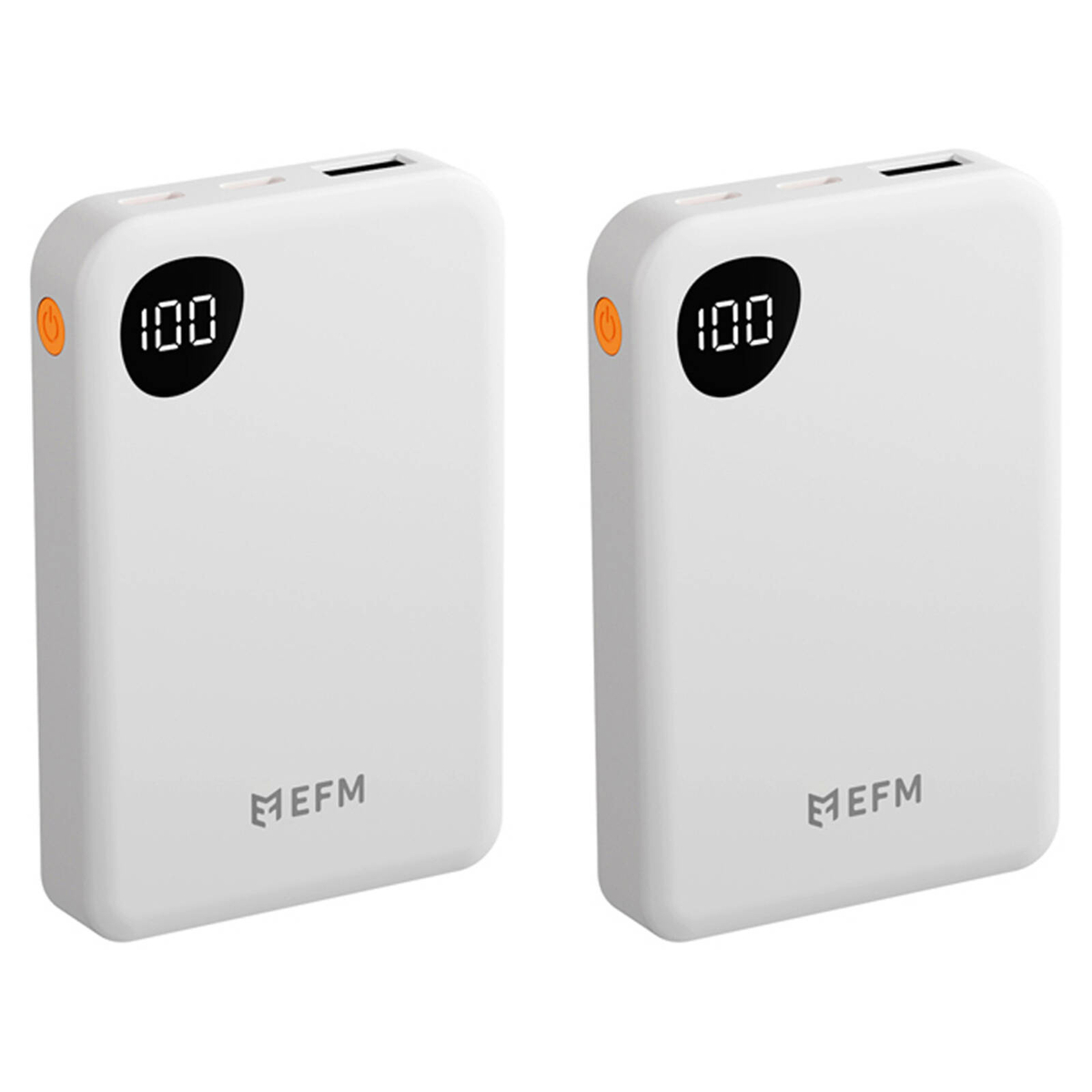 2PK EFM Essential 5000mAh Power Bank Digital Display Universal - White - Bunnings Australia