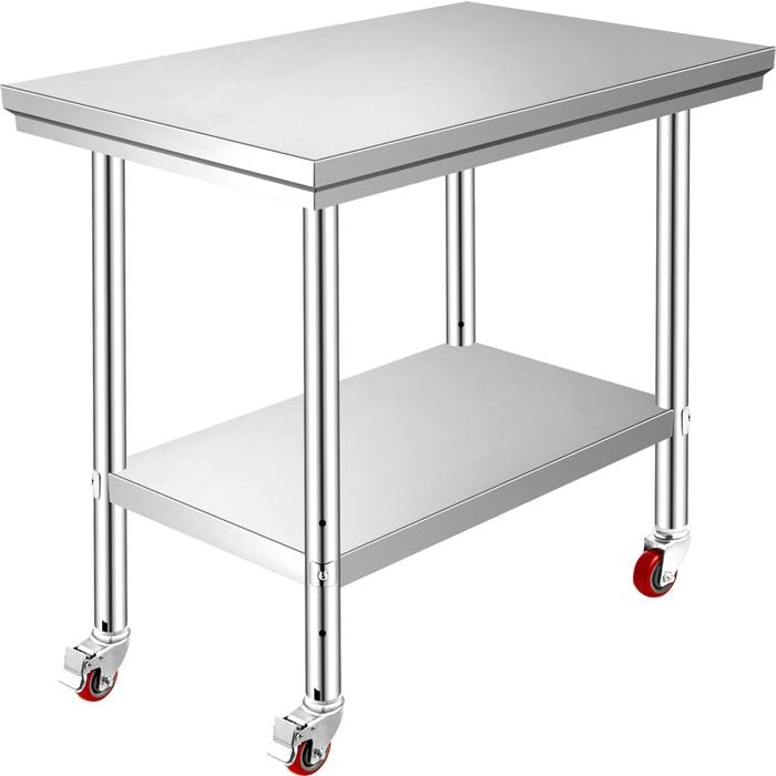 Vevor 76x60x85cm Work Table Stainless Steel with casters Heavy Duty ...