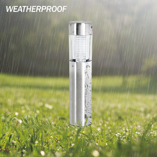 Click 27.5cm Aria Stainless Steel Bollard LED Solar Light - Bunnings ...