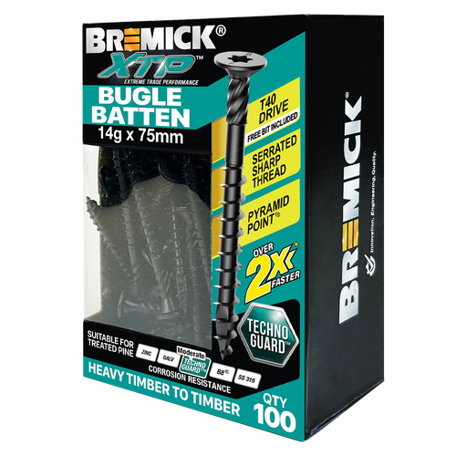 Bremick XTP 14g x 75mm T40 Technoguard Bugle Batten - 100 Pack ...